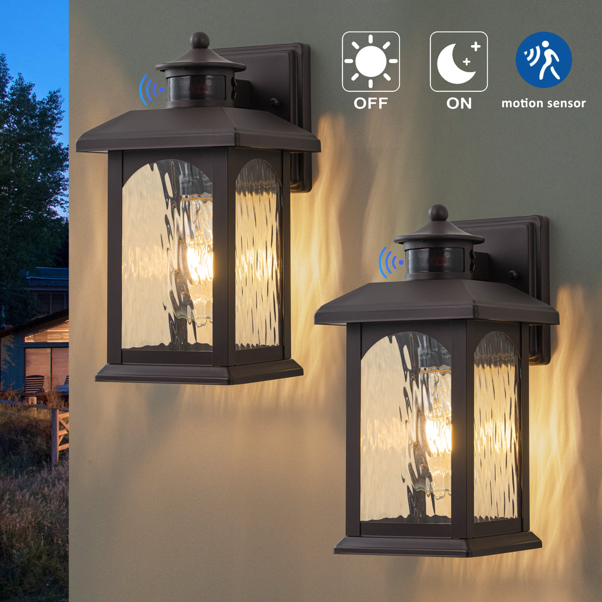 C Cattleya 2-Pack 12in. Oil Rubbed Bronze Motion Sensor & Dusk to Dawn ...